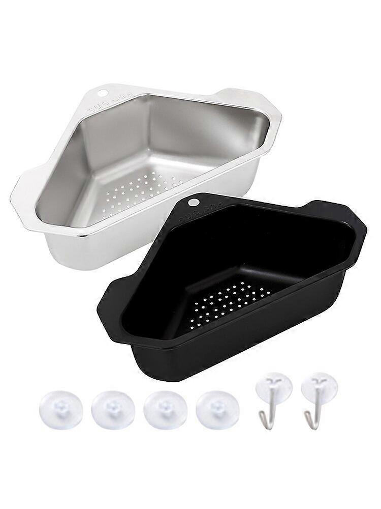 2pcs Stainless Steel Drying Rack Corner Strainer Nail Free Drain Basket ...