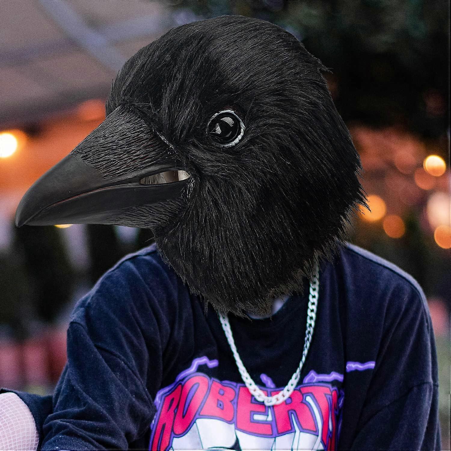 Black Crow Mask Raven Mask Animal Latex Full Head Realistic Masks for ...