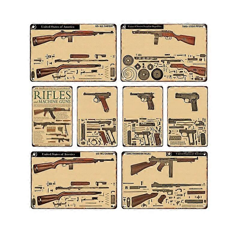 Poster pistol terkenal di dunia kipas militer Poster klasik Retro ...