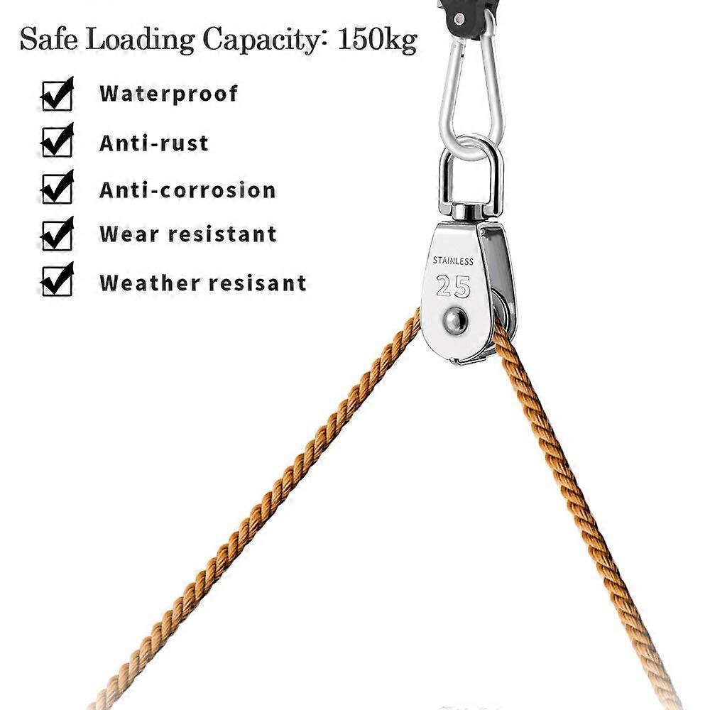 2 Pack M25 Single Pulley Block, 304 Stainless Steel Pulley Roller 360 ...