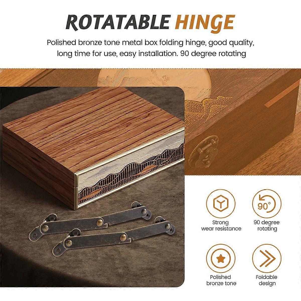 Furniture Box Rotatable Folding Lid Support Hinge Bronze Tone 4Pcs ...