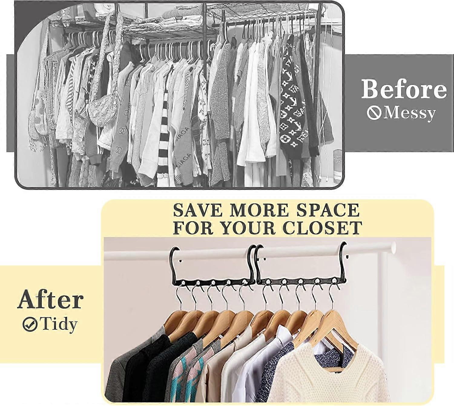 Clothes Hanger - 12 Piece Magic Clothes Hanger, 5 Hole Sturdy Plastic ...