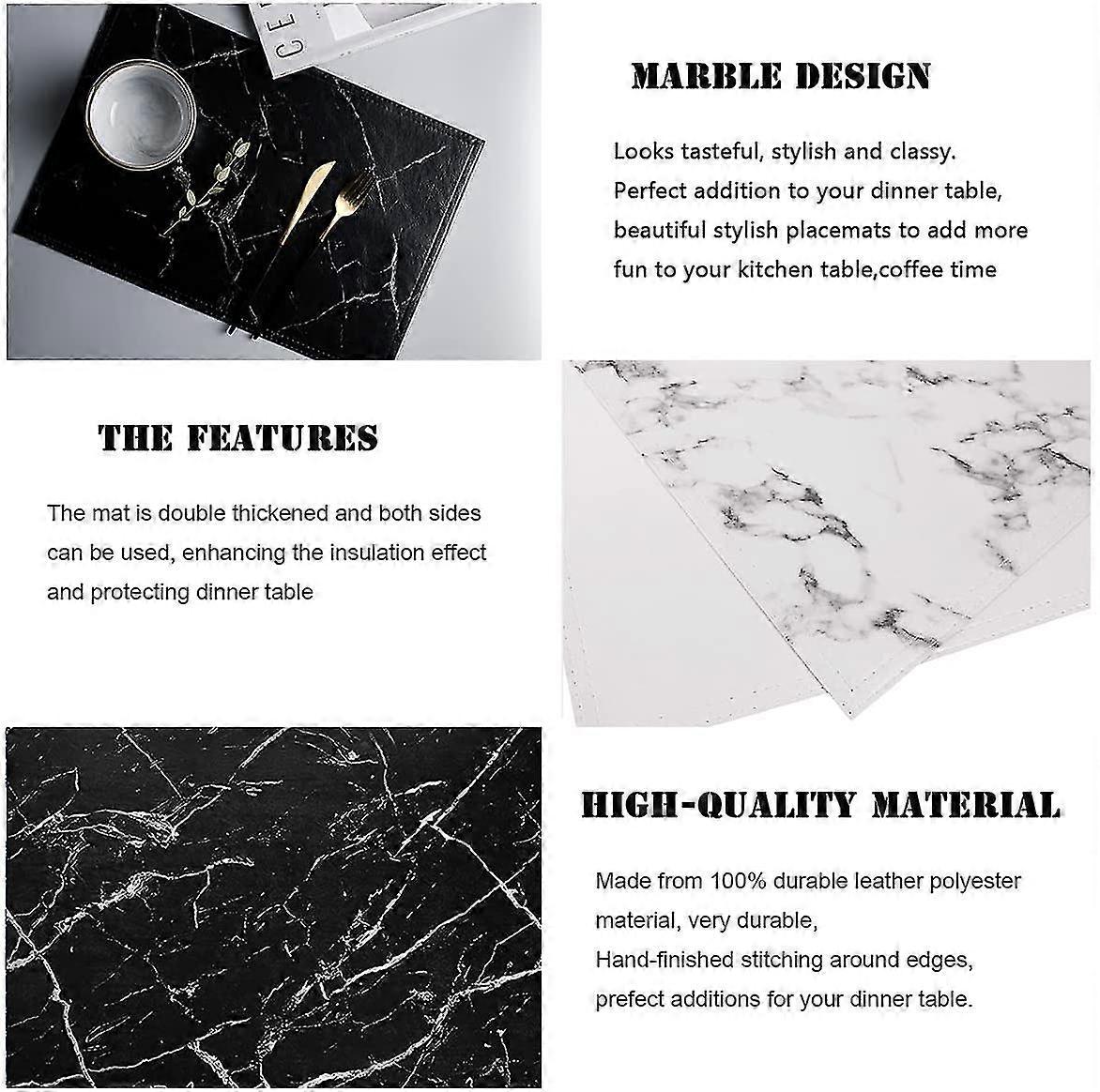 Marble Placemats For Dining Table Waterproof Set Of 4 Laether Marble ...