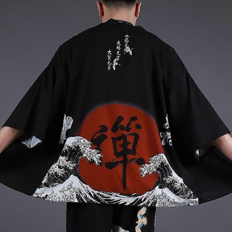 Kimono Man Japanese Clothes Yukata Male Samurai Costume Haori Obi Beach ...