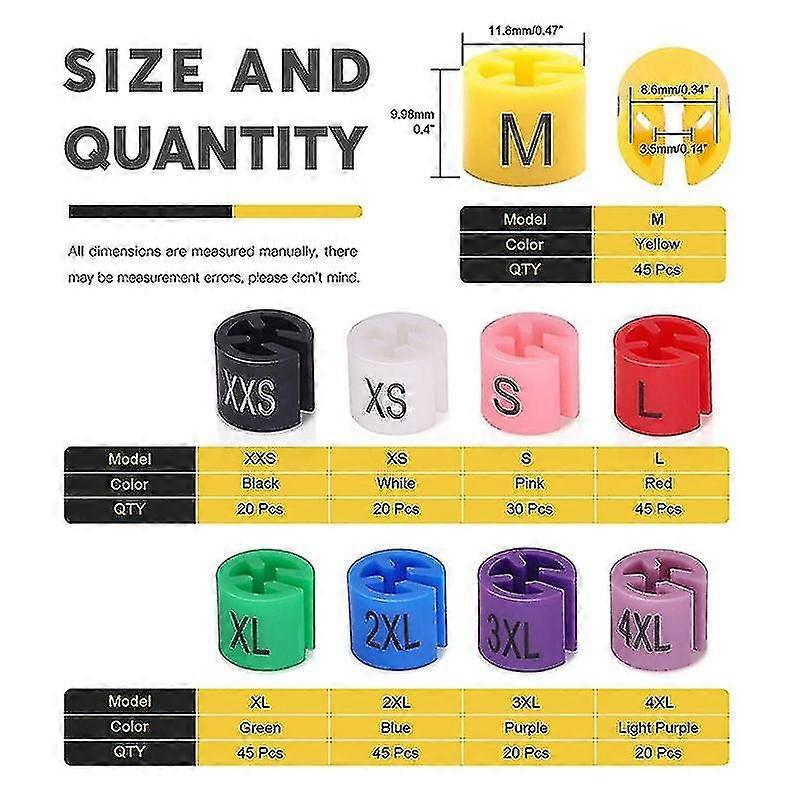 290 Pcs Snap Retail Clothes Hanger Size Markers Garment Tags Xxs To 4xl ...