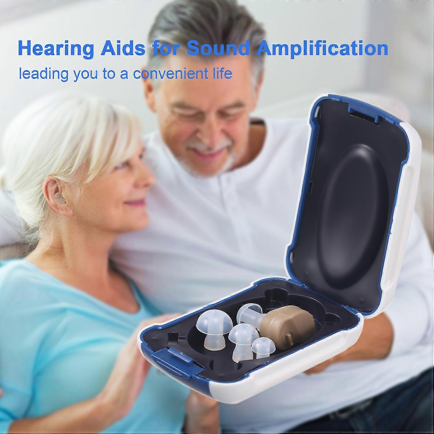 Sound Amplifier Hearing Aids with Storage Case Portable Battery Powered ...