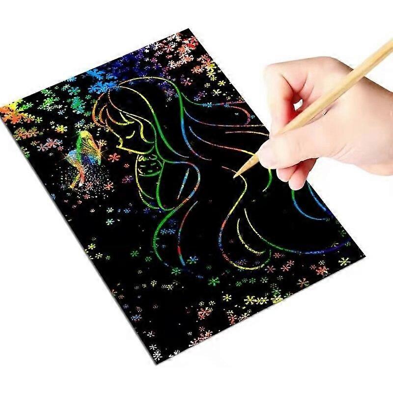 Rainbow Scratch Paper Sets: 50pcs Magic Art Craft Scratch Off Papers ...