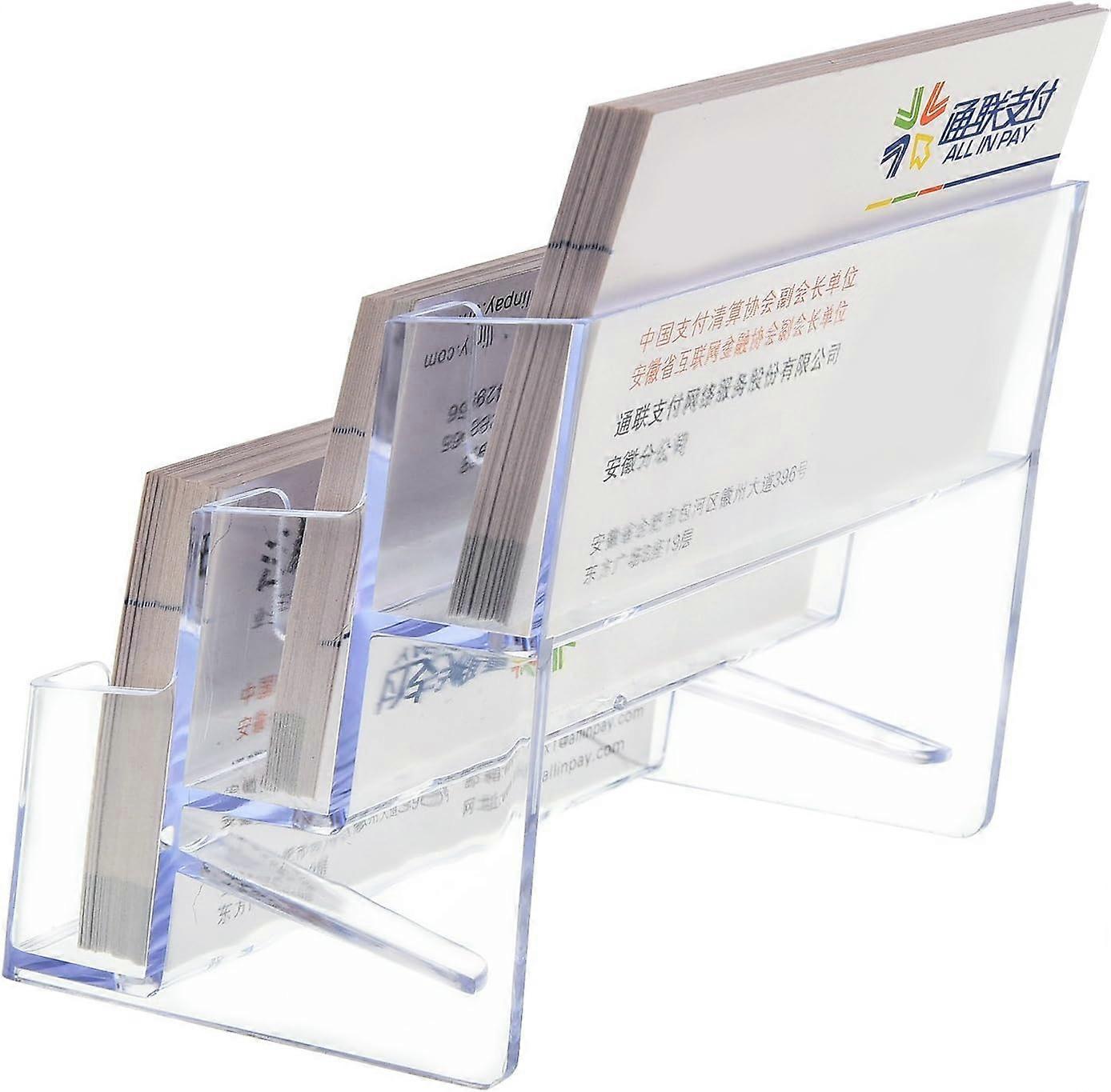 Business Card Holder 3 Tiers Plastic Card Stand Organizer Clear Card ...
