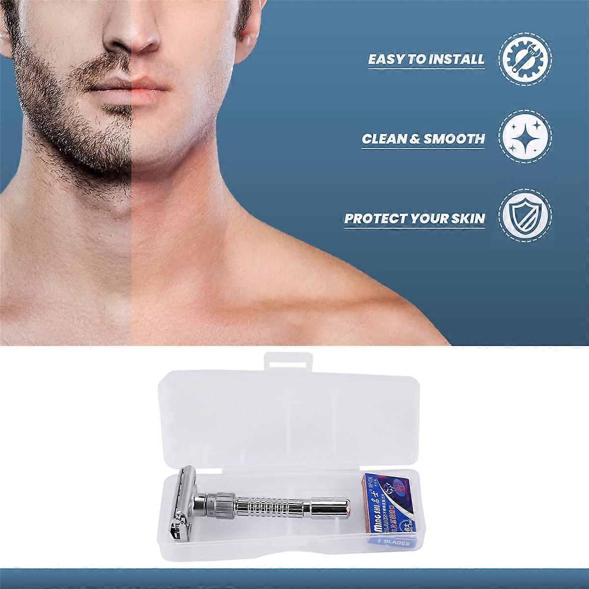 Classic Handle Razor Double-Edged Butterfly Twisted Opening T-Shaped 9 ...