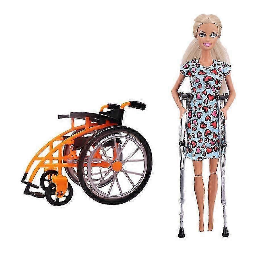 Dolls Wheelchair And Crutches Mini Foldable Wheelchair Model Pretend ...