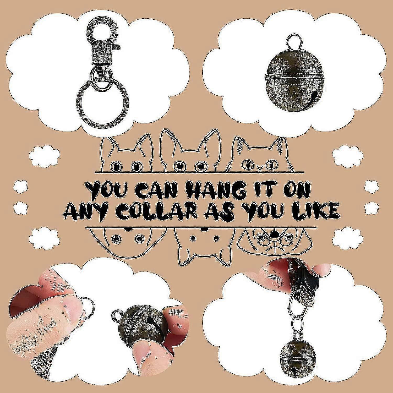 Durable Brass Pet Bells for Cat Dog Collar Loud Pair Charm Pendant ...