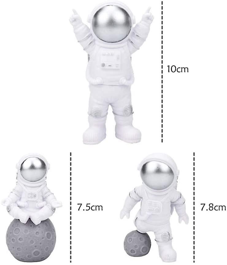 Astronaut Figure Toy, 3 Pieces Spaceman Statues Model Cake Topper ...