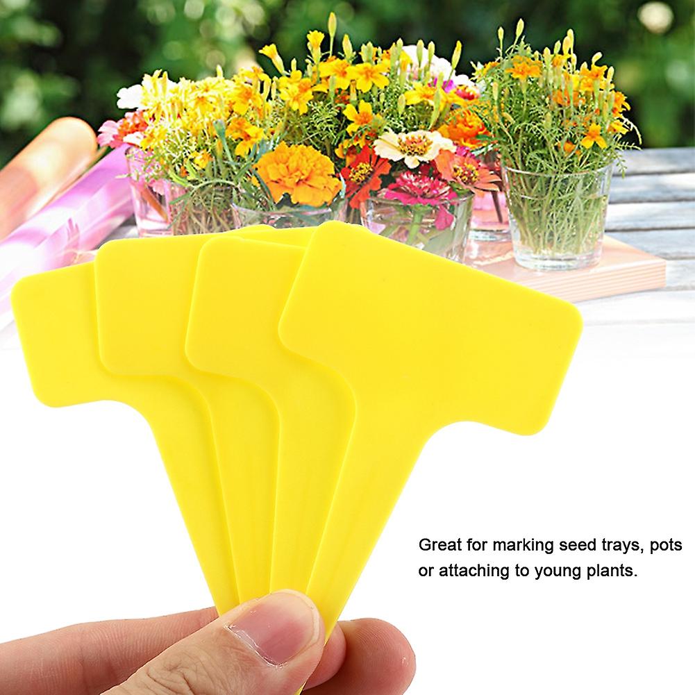 50PCS Yellow T-Type Plant Labels 6x10cm Durable Plastic Waterproof ...