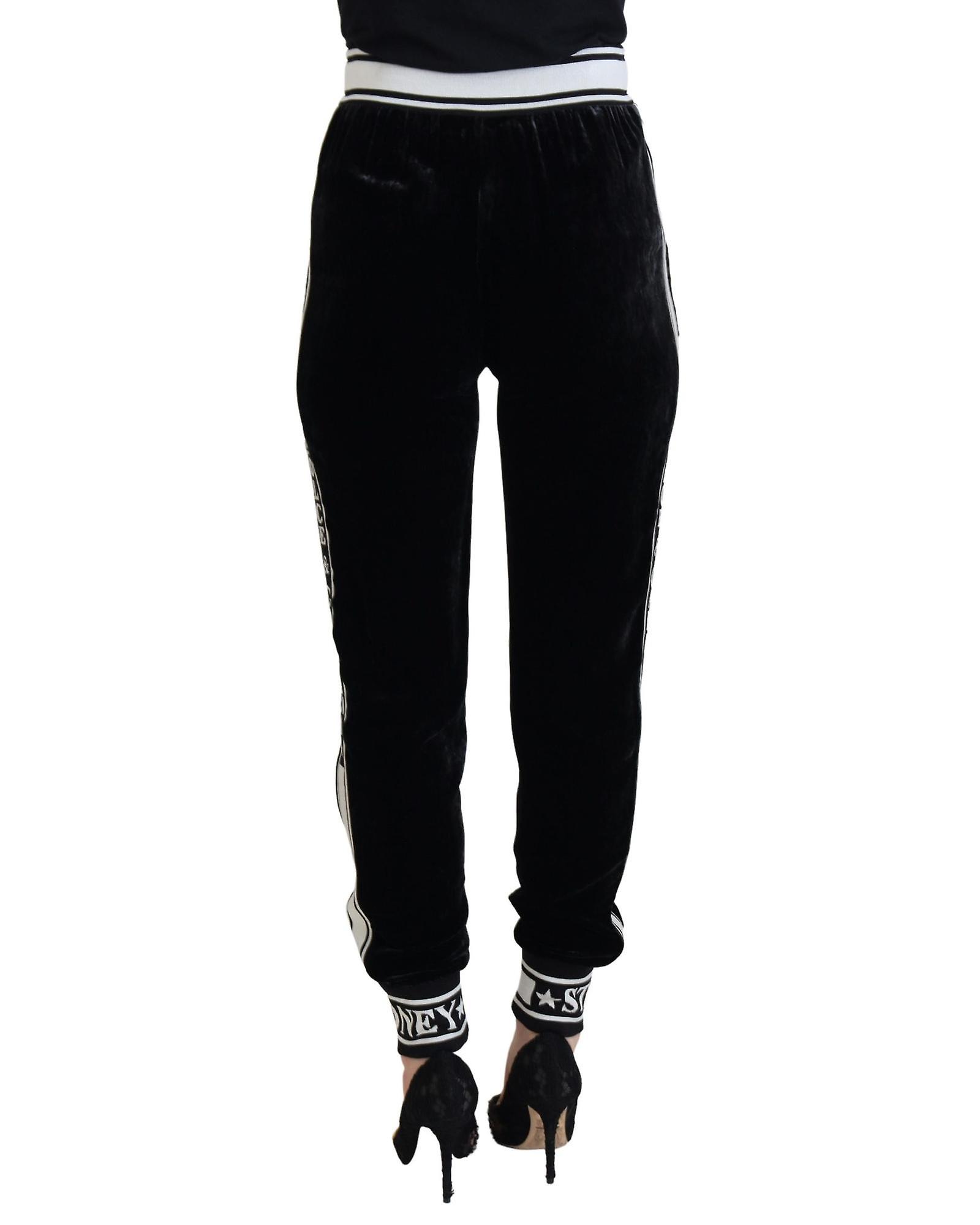 Dolce & Gabbana DG Famous Velvet Jogger Pants - Black | Fruugo UK