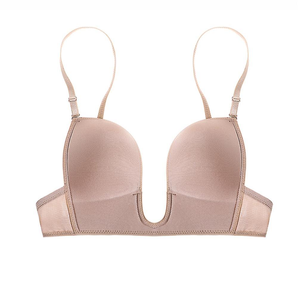 Women Lift Up Low Back Deep U Plunge Bra Cleavage Boosting Padded Bra ...