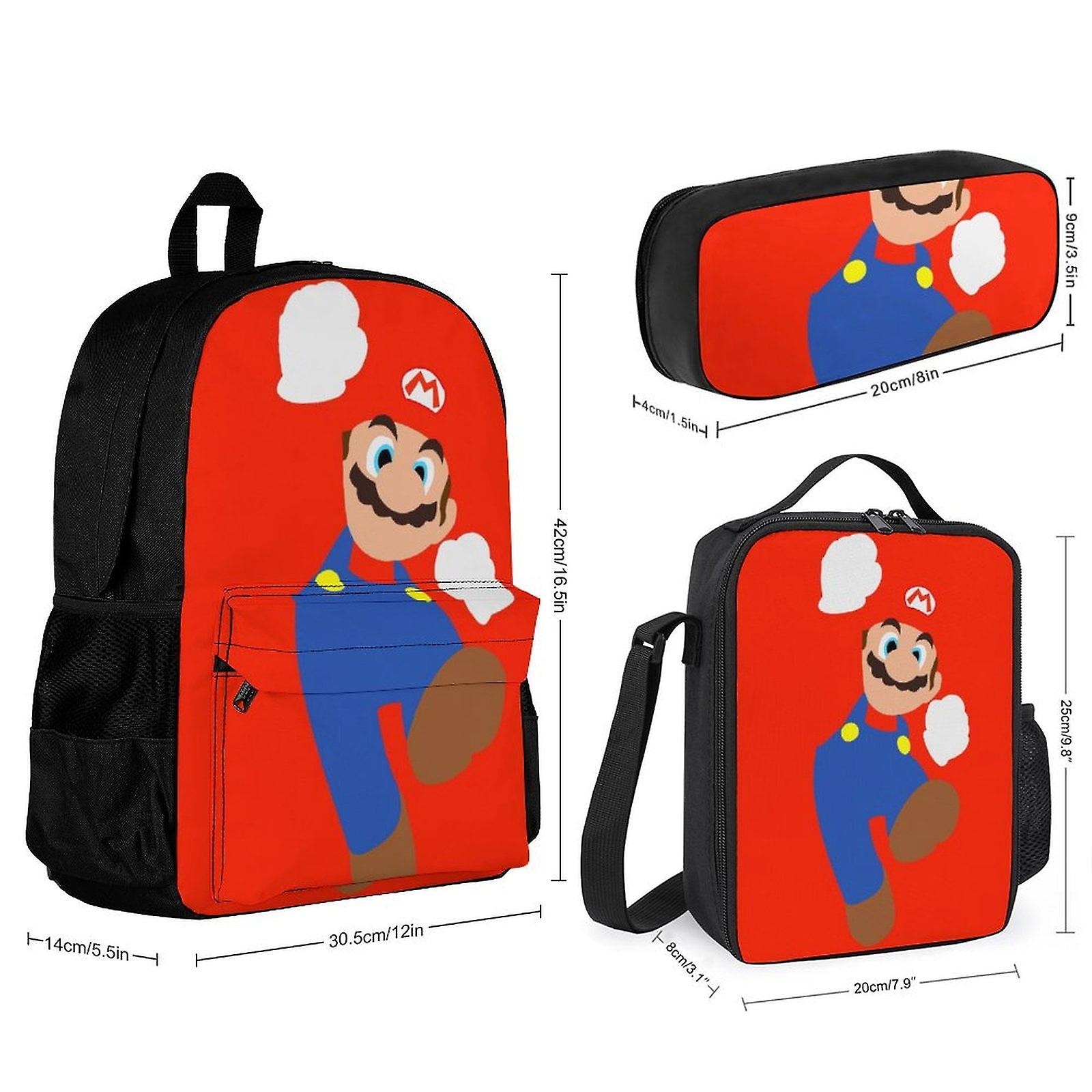 Super Mario Backpack Set, Backpack with Lunch Box And Pencil Case 3pcs ...