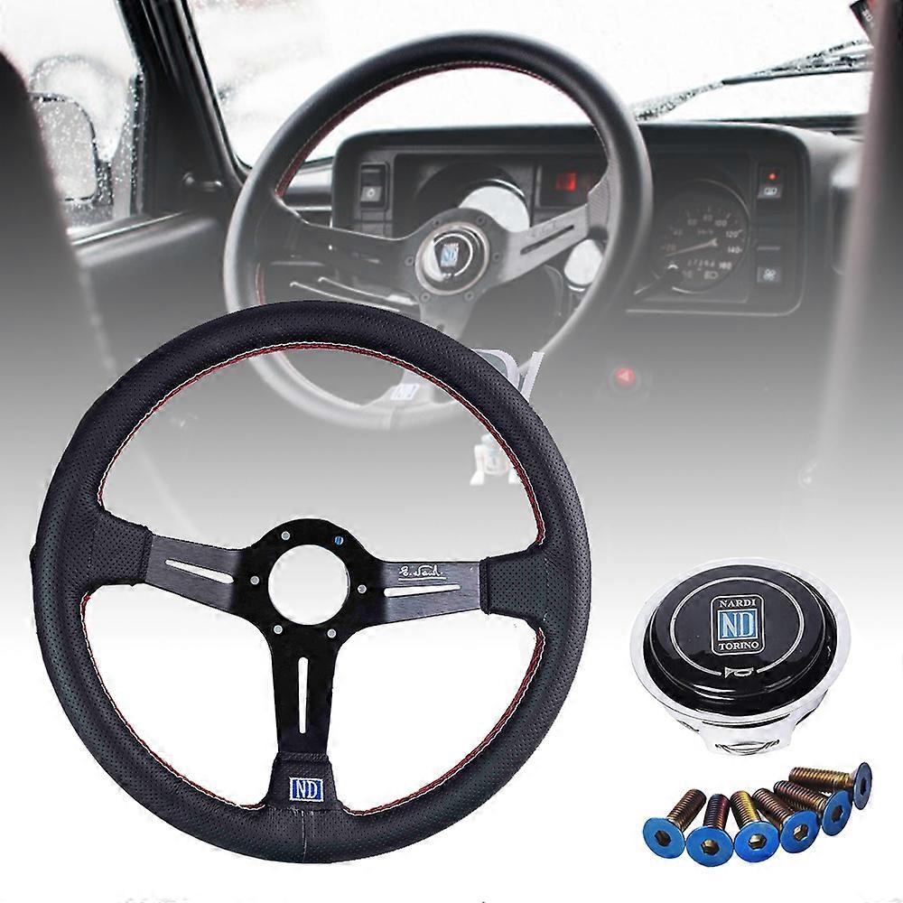 14 Inch 350mm NARDI Steering Wheels Set Universal PU Leather Racing ...