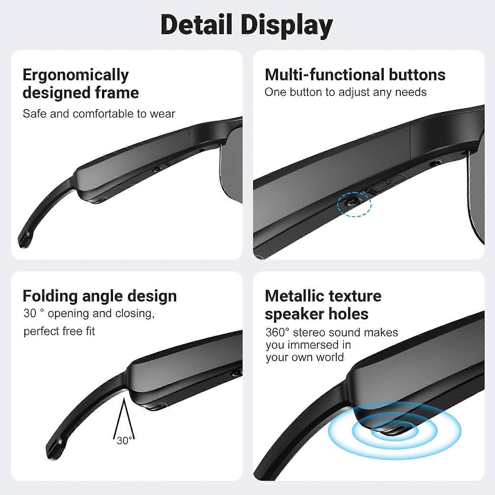 Smart Glasses, Touch & Voice Assistant Blue Light Filtering & Polarized ...