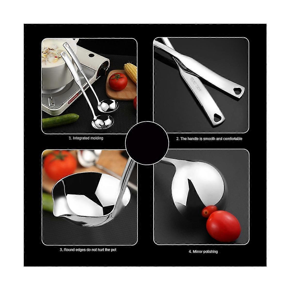 Kitchen Soup Ladle 304 Stainless Steel Punch Luminous Ladell Spoons ...