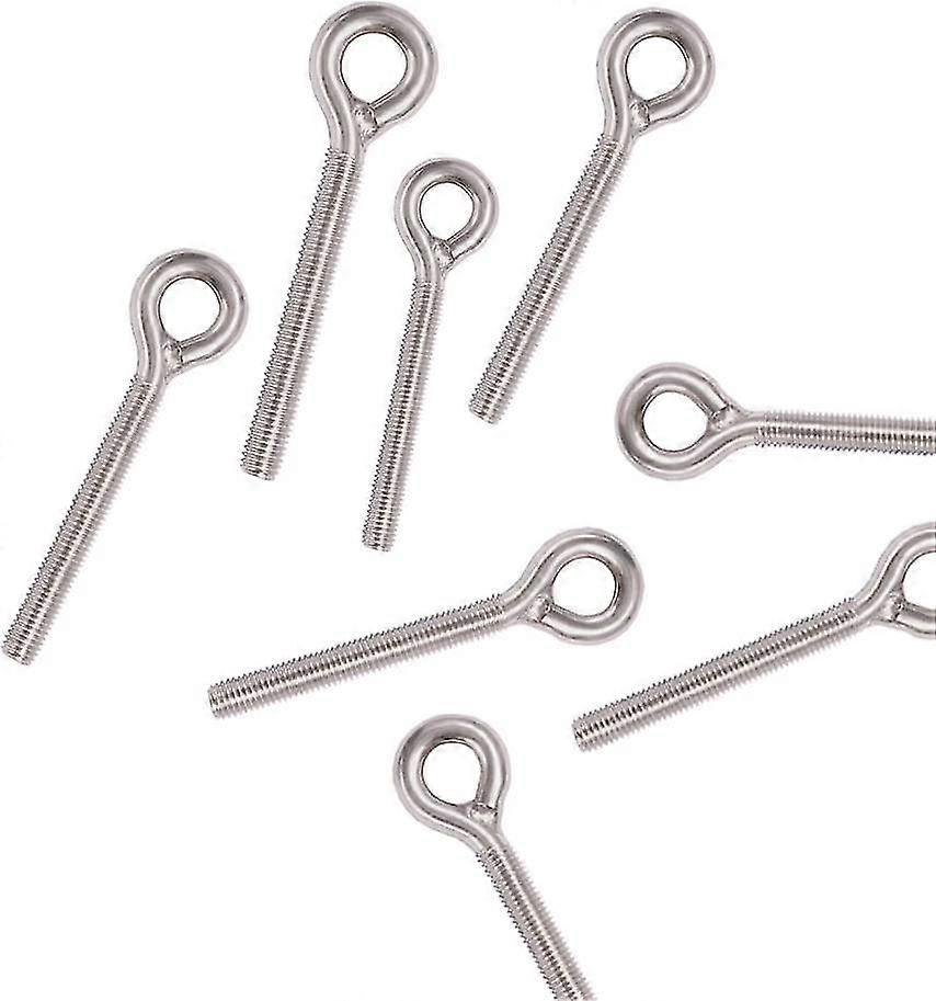 M6 304 Stainless Steel Long Ring Screw Threaded Rod Ring Bolt 10pcs ...