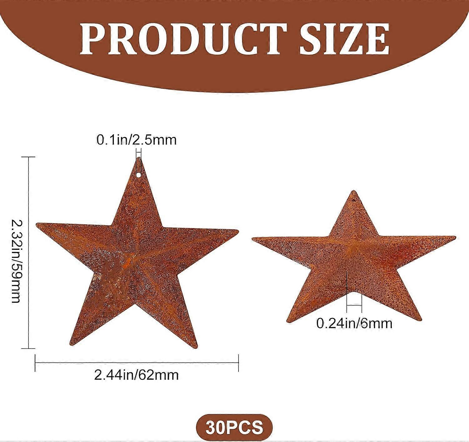 30PCS Vintage Metal Barn Star Rusty Antique Primitives Tin Steel Stars ...