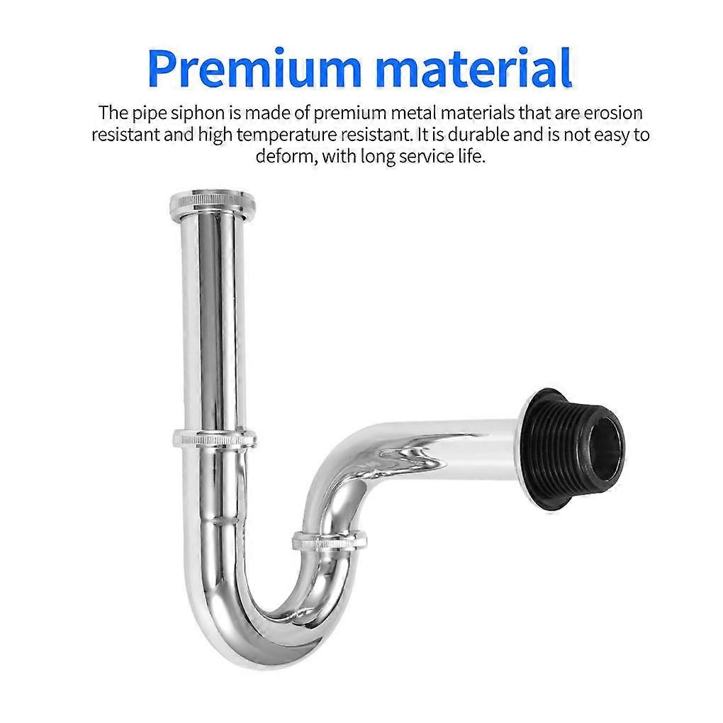 Siphon Sink Chrome Plated P Trap Easy to Install Leakproof Pipe Tube ...