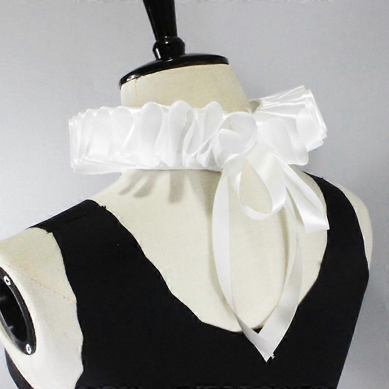 Women Romantic Ribbon Bow Ruffled Fake Collar Victorian Renaissance ...