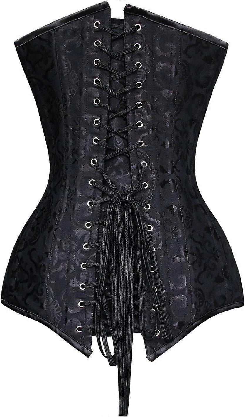 Women's 26 Steel Boned Cotton Long Torso Hourglass Body Shaper Corset ...