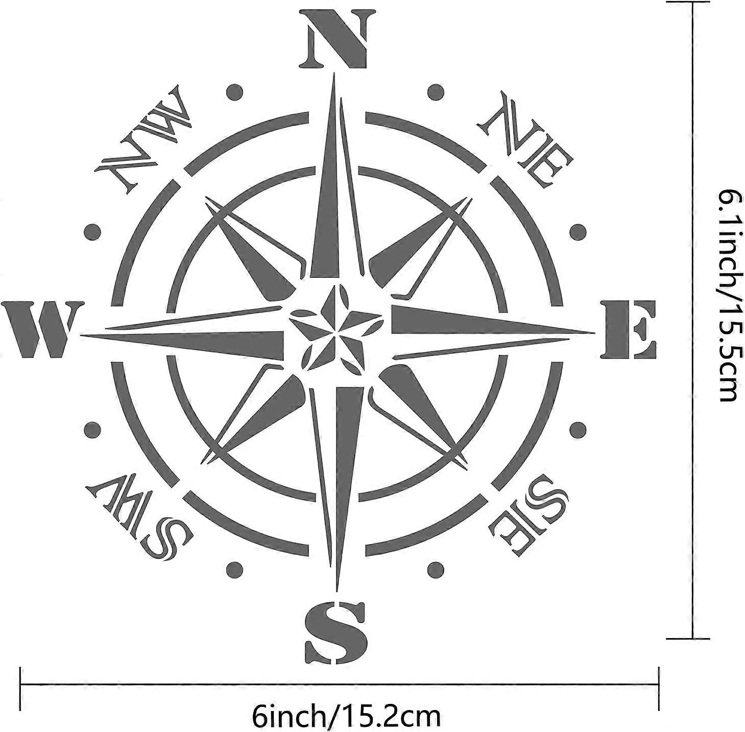 6.3 Inch Metal Compass Rose Stencil Stainless Steel Painting Reusable Template Journal Tool for ...