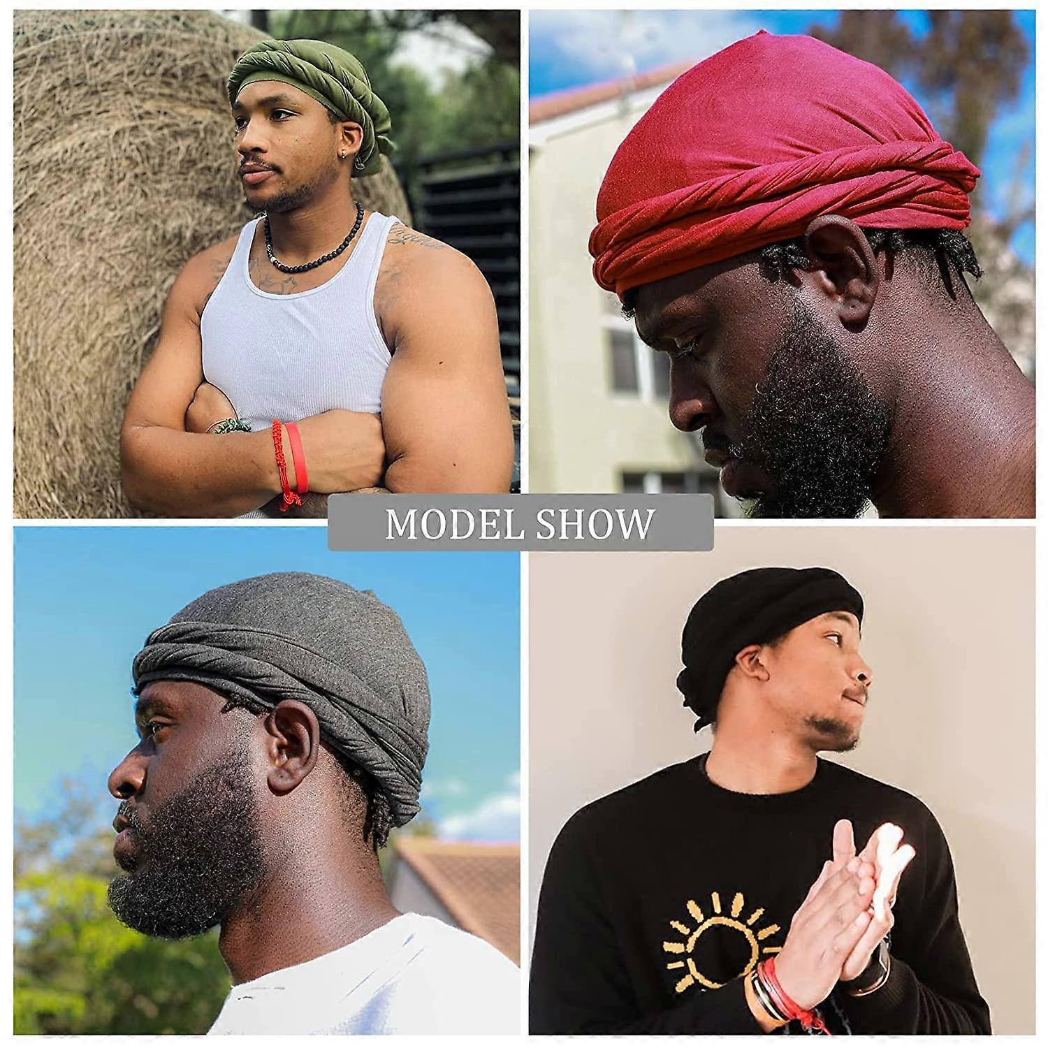 4 PCS Turban for Men Halo Turban Durag Vintage Turban Twist Head Wraps ...