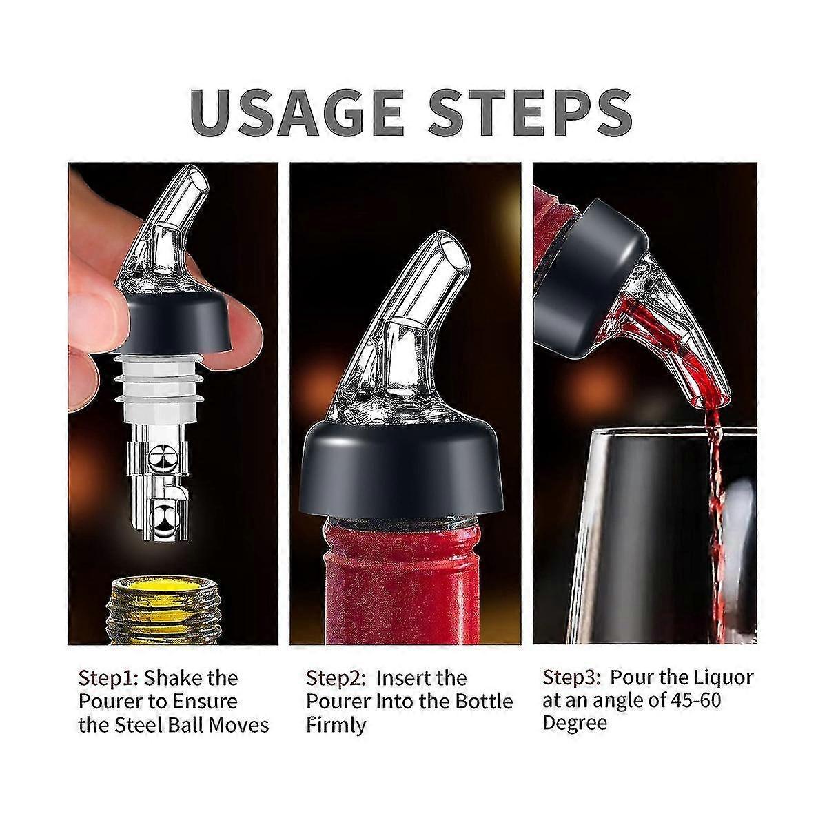 Measured Liquor Bottle Pourers, Set Of 12 Quick Shot Spirit Measure ...