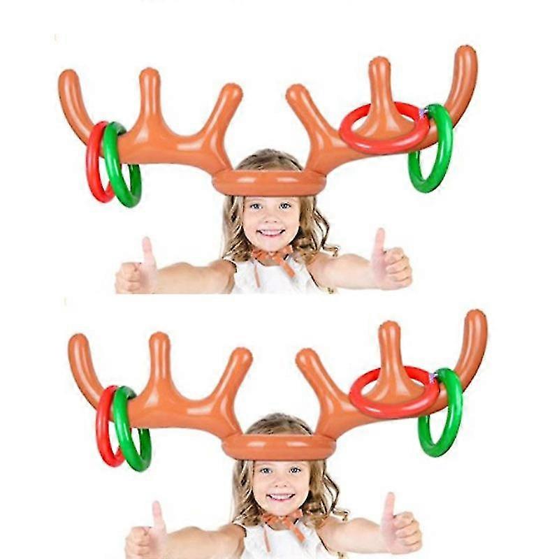 2 Set Inflatable Reindeer Antler Ring Game, Family Christmas Party ...