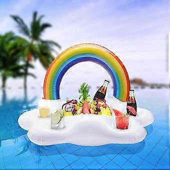 Floating Pool Bar, Inflatable Rainbow Cloud Inflatable Drink Holder ...