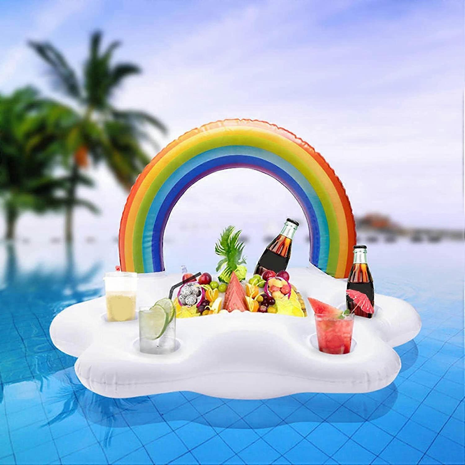 Floating Pool Bar, Inflatable Rainbow Cloud Inflatable Drink Holder ...