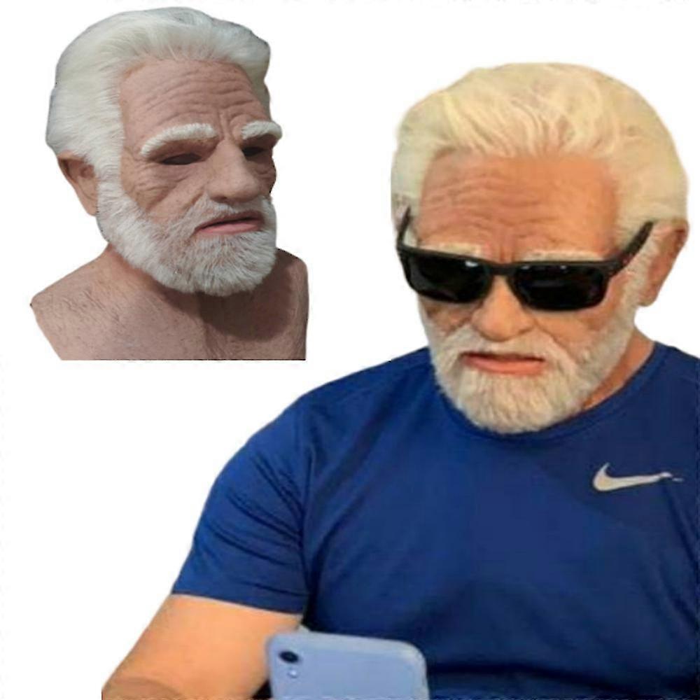 Realistic Old Man Face Cover Latex Mask Halloween Carnival Wrinkly Old ...