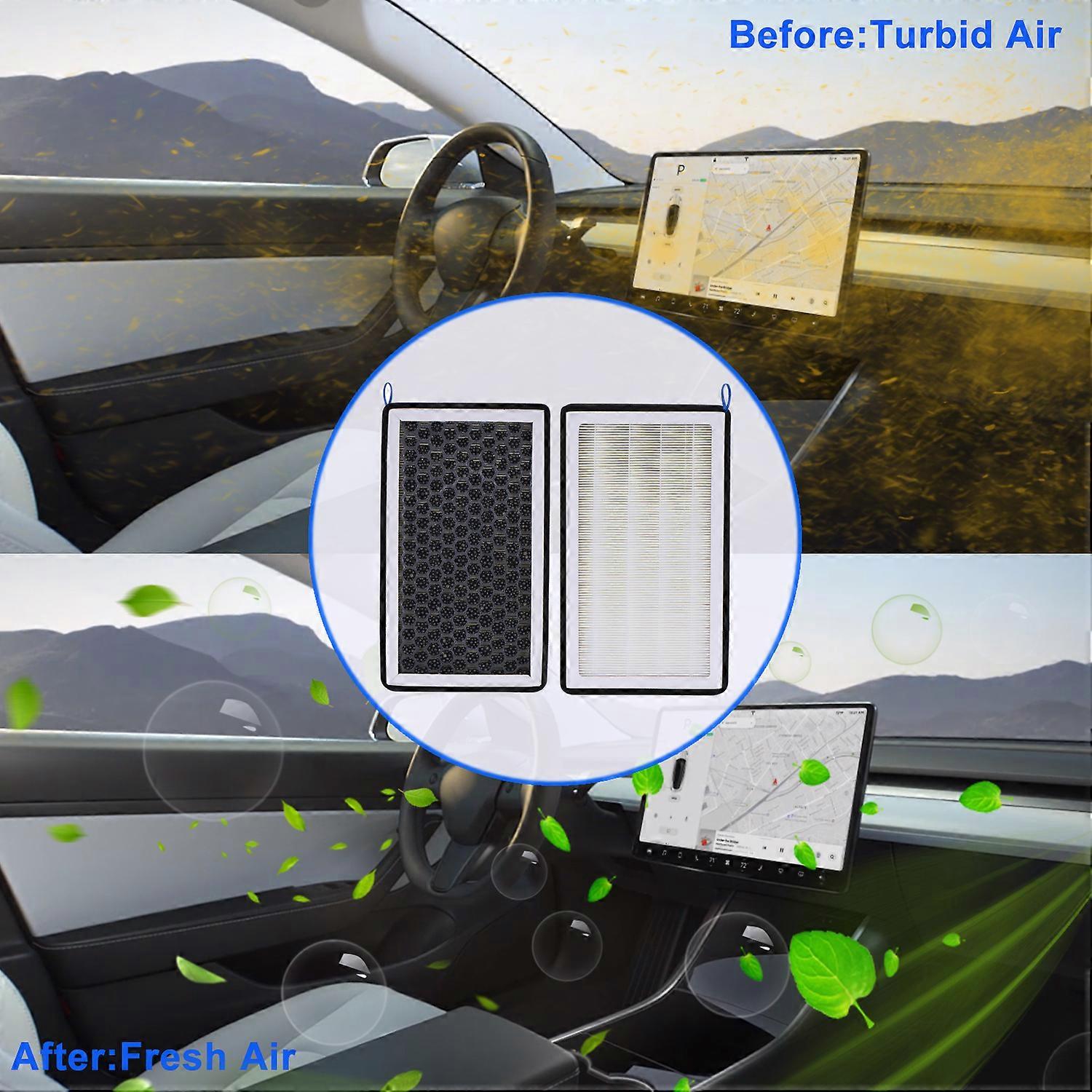 For Tesla Model 3 Model Y HEPA Activated Carbon Air Filter Auto Air ...
