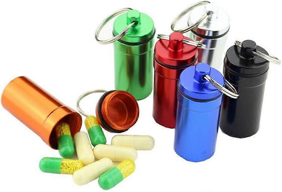 Set of 6 Waterproof Aluminum Metal Pill Box Case Organizer with ...