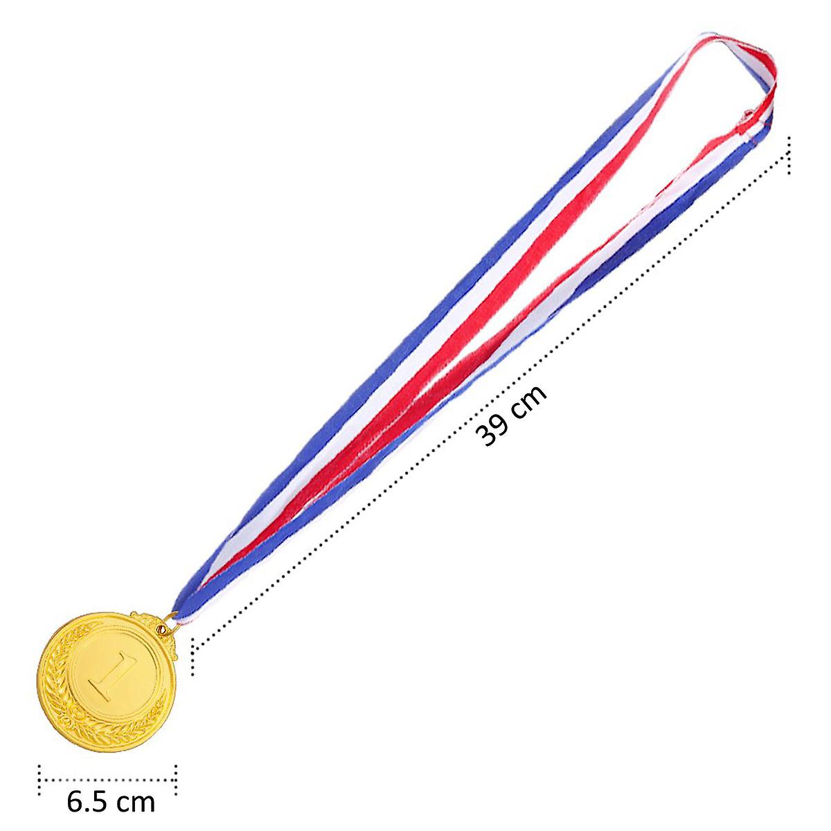Gold Silver Bronze Award Medals With Neck Ribbon, Olympic Style Metal ...