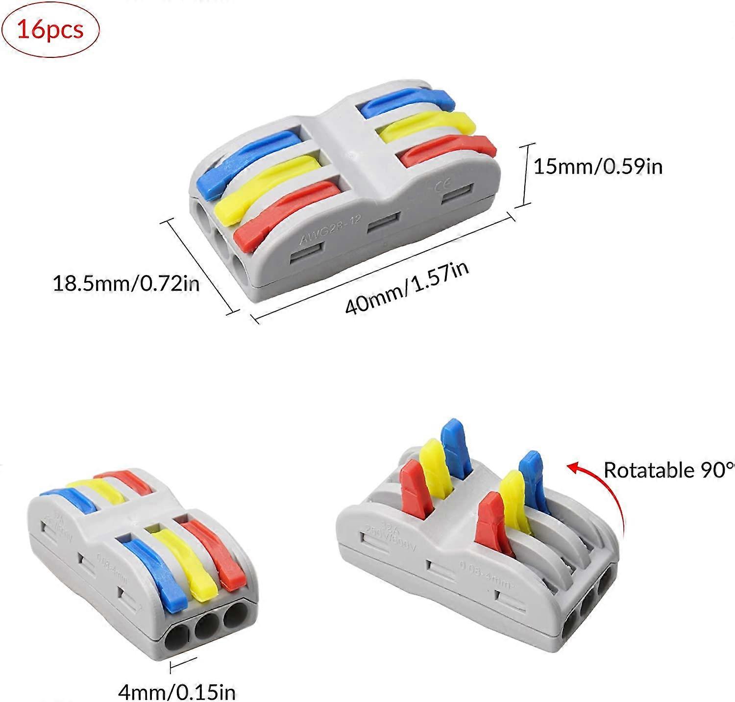 16pcs Lever Nut Wire Connectors, Conductor Compact Wire Connectors 6 ...