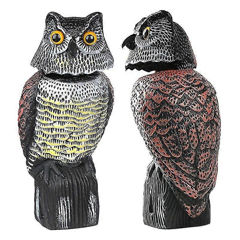 Realistic Owl Decoy W/sound Rotating Head Outdoor Garden Repellent Bird ...