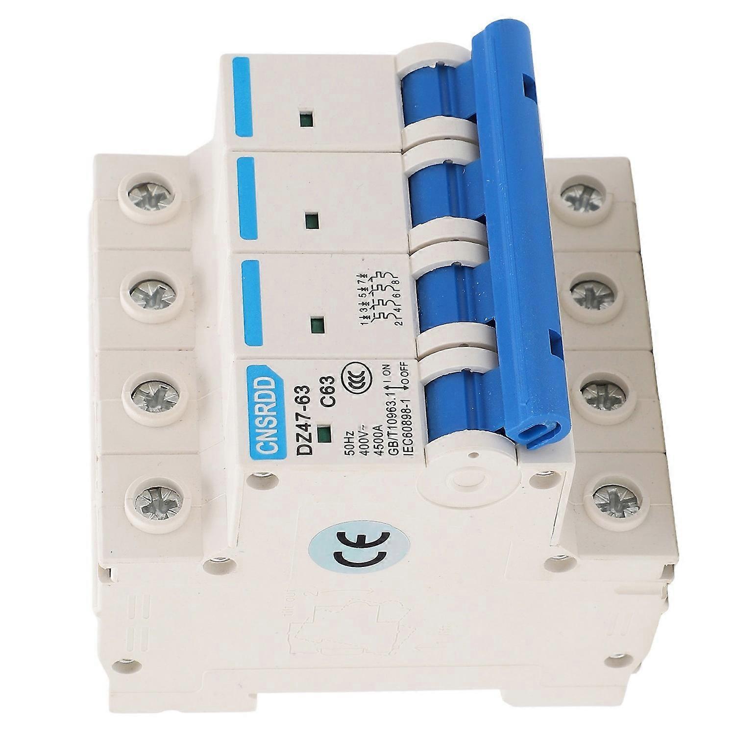 Current Miniature Circuit Breaker 4 Pole 4500A Breaking Capacity DIN ...