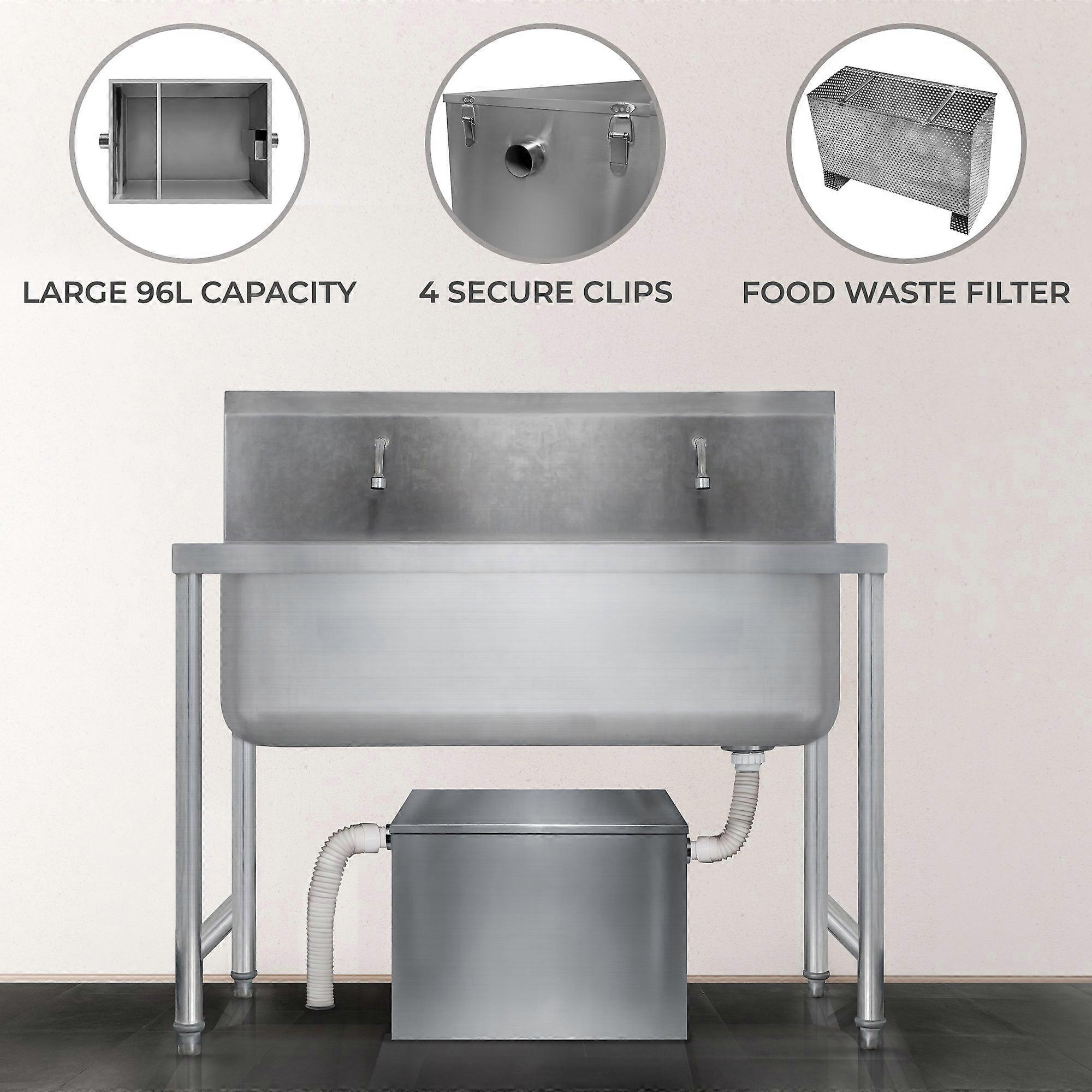 Commercial Grease Trap 96L Under Sink Interceptor 9KG Stainless Steel ...