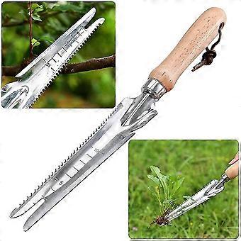 Manual Weeding Tool Wooden Handle Stainless Steel Weeder With Measure ...