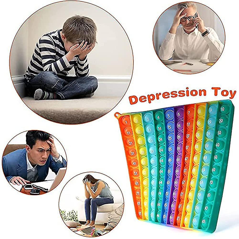 1-100 Numbers Tables Push Pop Square Pop Fidget Toys It Game, Silicone ...