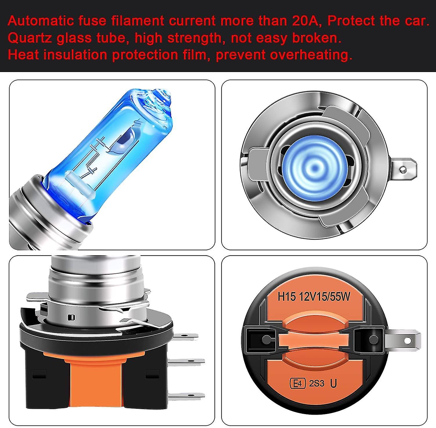 H15 Halogen Bulbs 12v 15/55w Headlight Lamps 5000k Warm White Fog Light ...