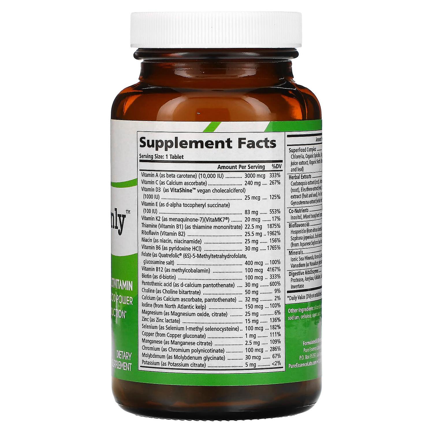Pure Essence, One 'n' Only, Whole Food Based Multivitamin, 90 Tablets ...