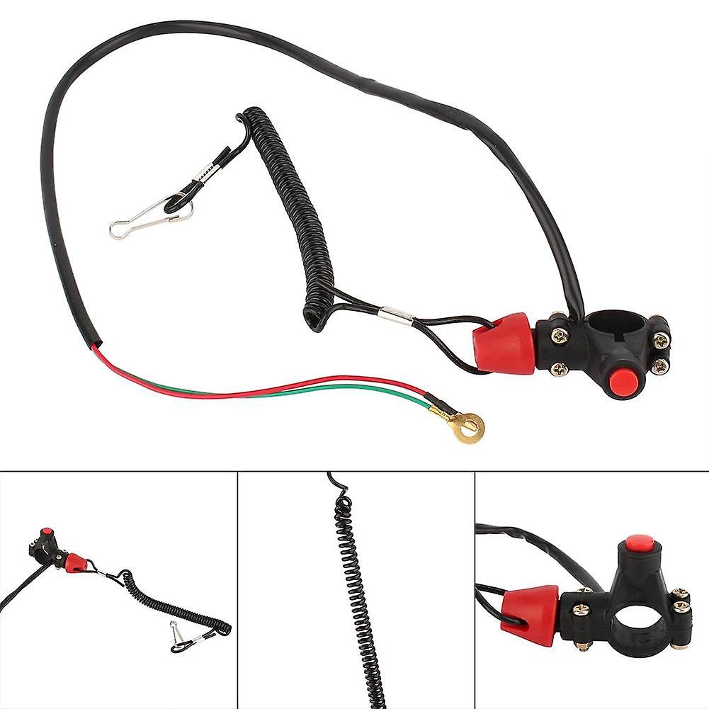 Engine Stop Kill Switch, Handlebar Urgent Stop Switch With Tether For ...