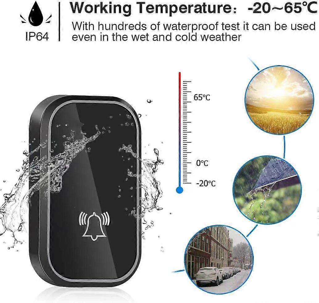 For Wireless Waterproof Outdoor Bell with LED Time Display, Wireless ...