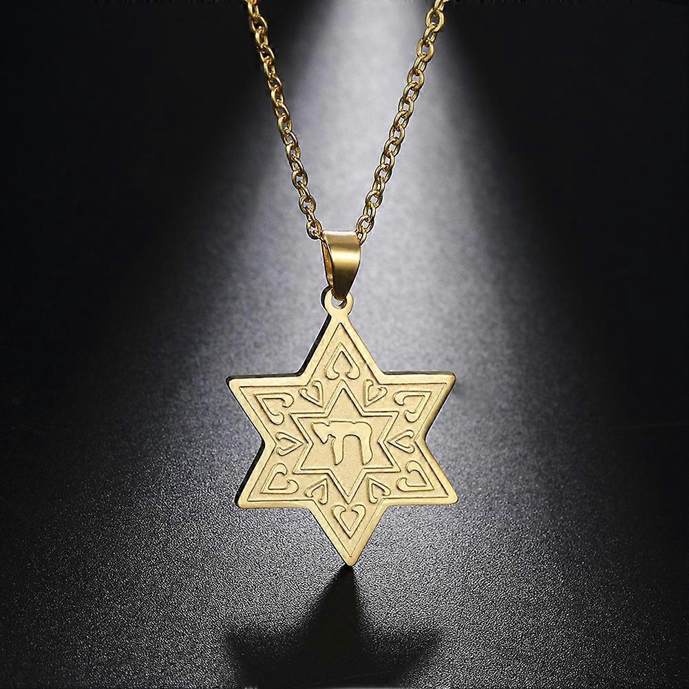 Dawapara Star Of David With Hebrew Chai Letter Necklace Stainless Steel ...