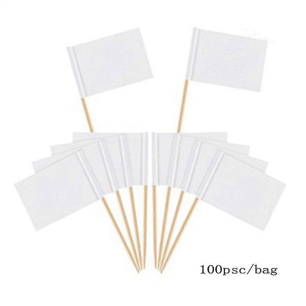 100 Pieces Blank Toothpick Flags Mini Food Labels With Wooden Sticks ...